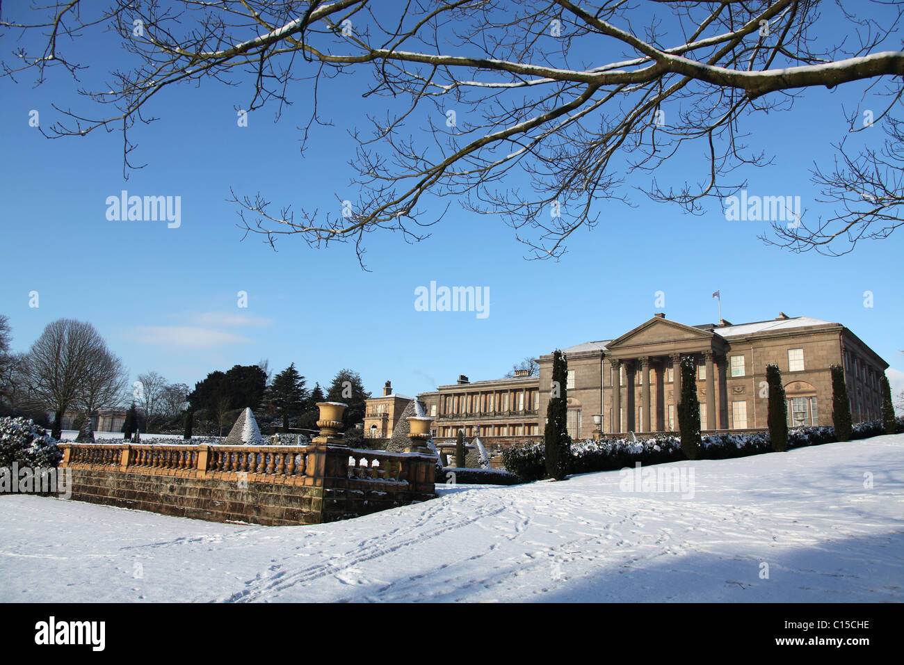Estate of Tatton Park, England. Winter view of the 18th century Samuel ...