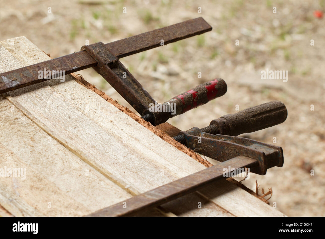 Carpentry Press Mounted On Balsa Planks This Tool Is Used To Keep The ...