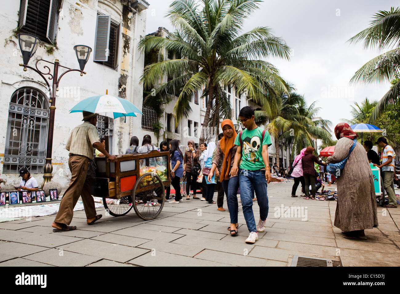 Local tourists in the old Dutch colonial area, Fatahilla square ...