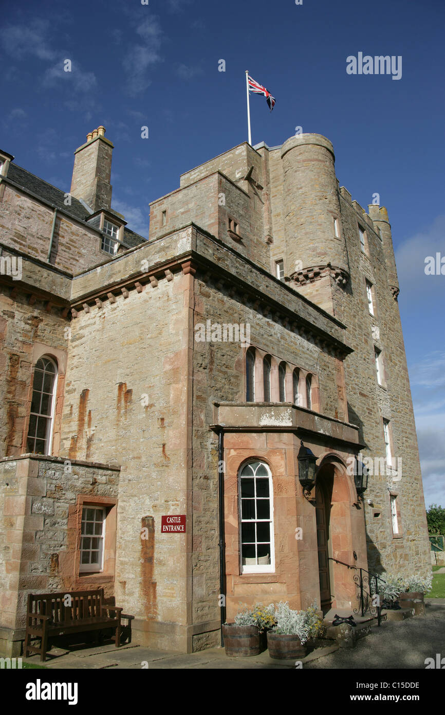 Village of Mey, Scotland. South façade and main entrance to the Castle ...