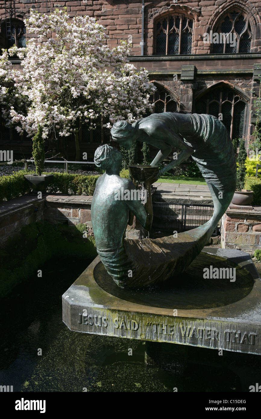City of Chester, England. A spring view of the Cloister Garden of ...