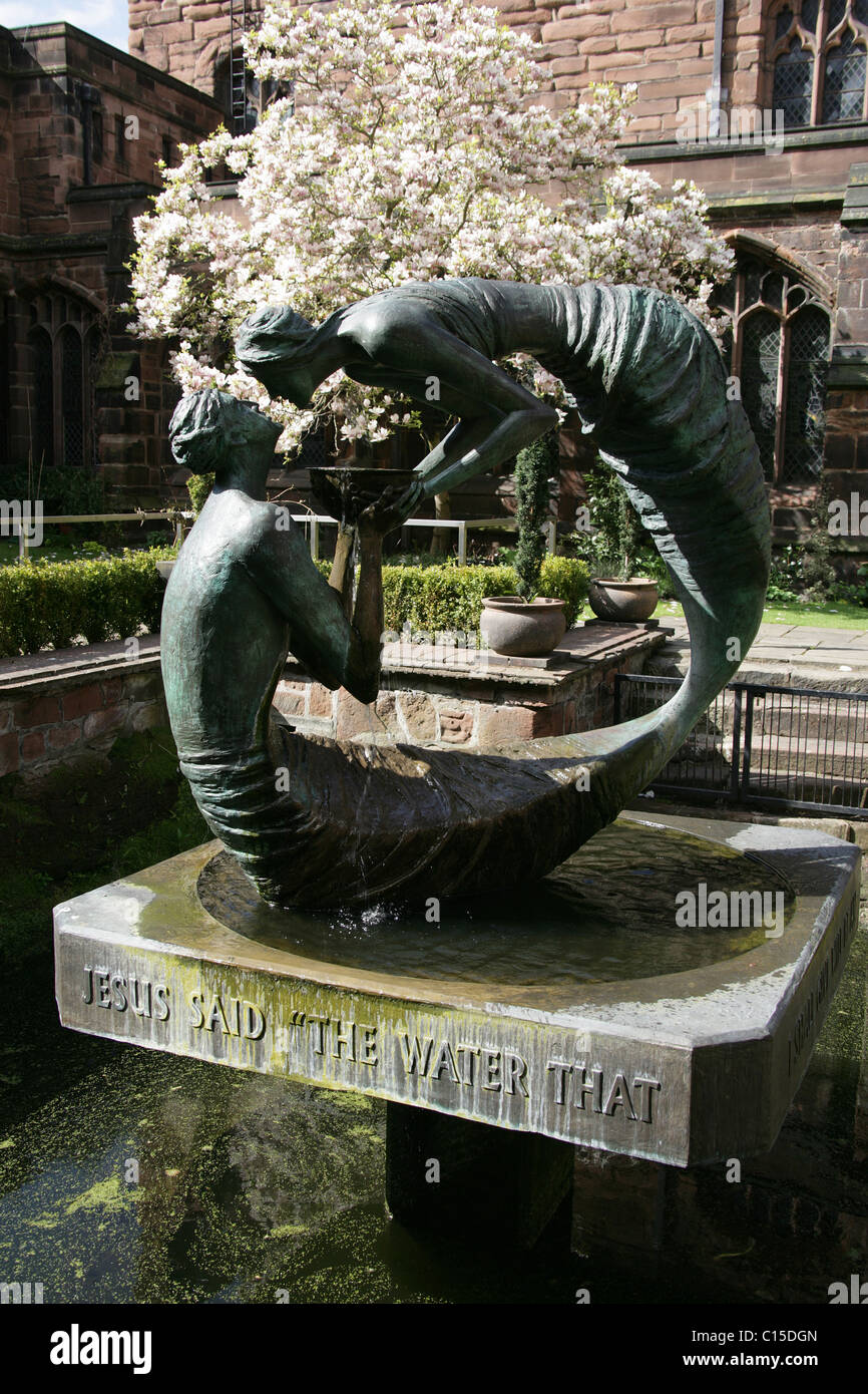 City of Chester, England. A spring view of the Cloister Garden of ...