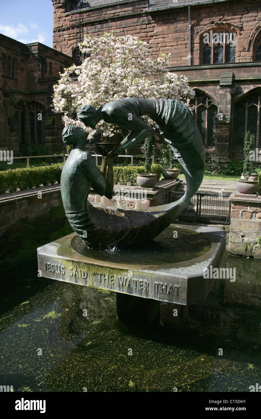 City of Chester, England. A spring view of the Cloister Garden of ...
