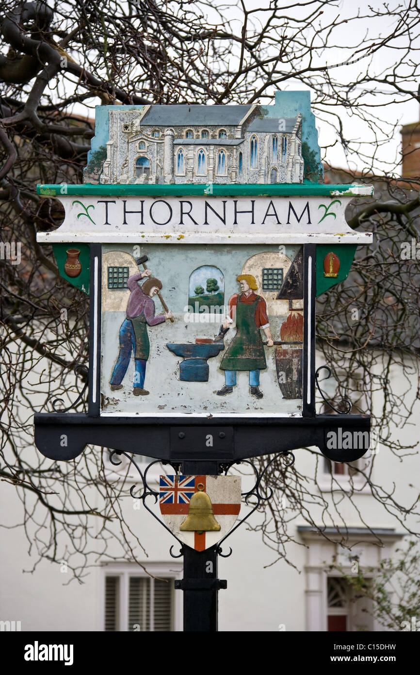 Thornham village sign,Norfolk,England Stock Photo - Alamy