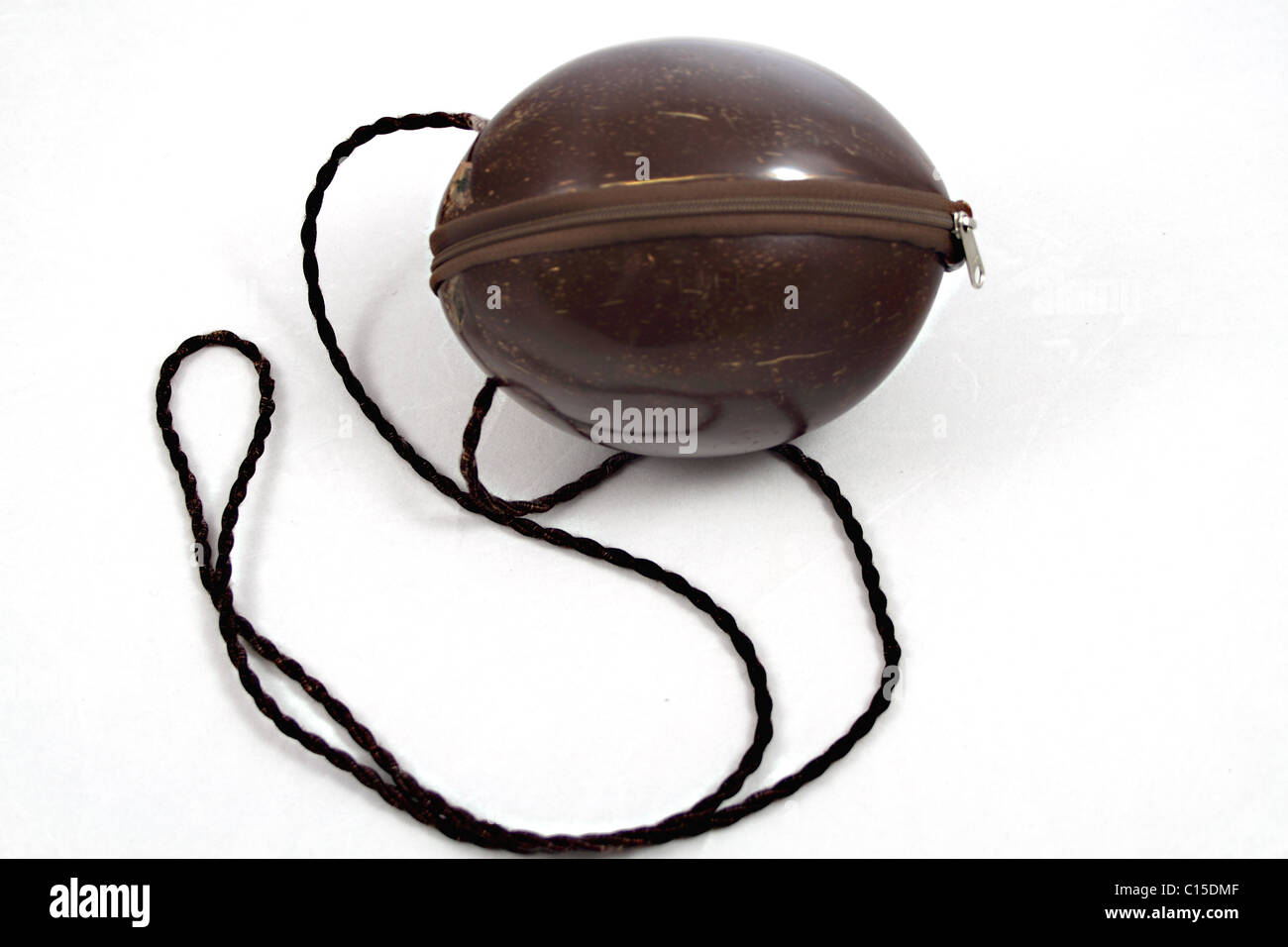 Coconut handbag, with string strap and zip fastener Stock Photo - Alamy