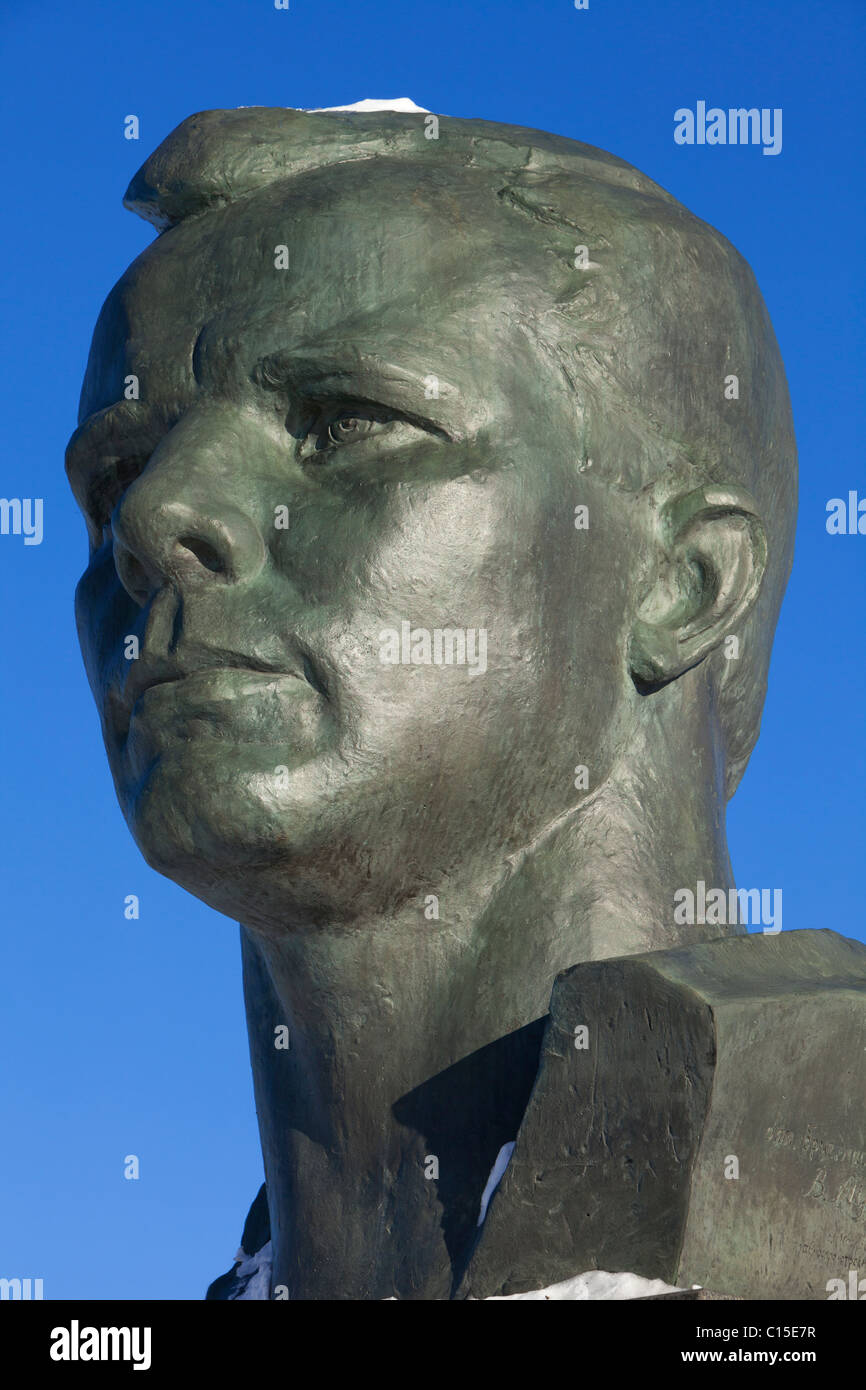 Bust of the world's first human in space Soviet cosmonaut Yuri Gagarin ...