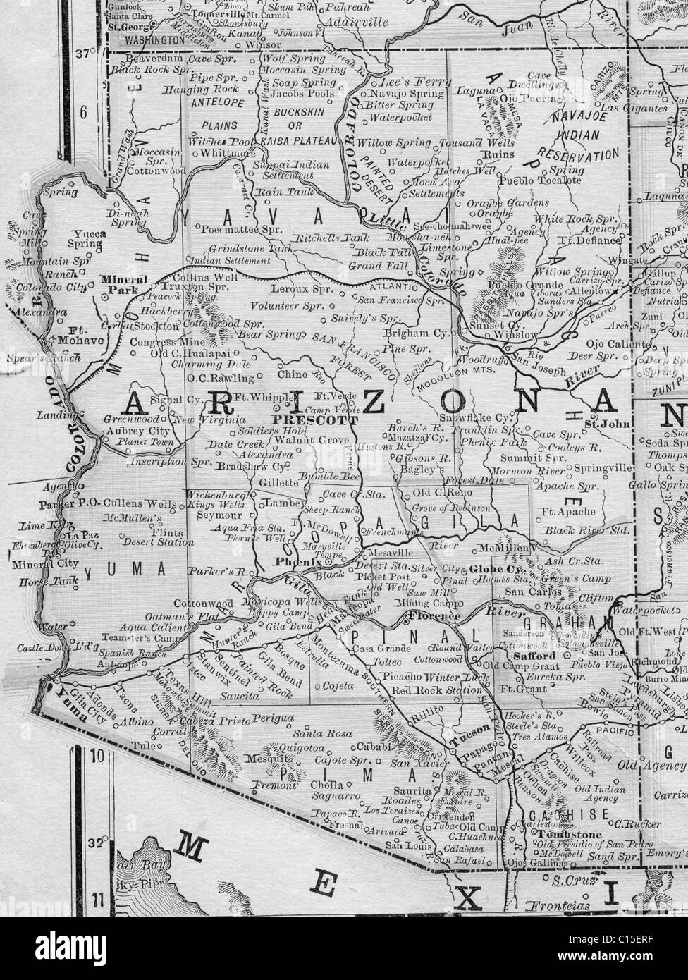 Old map of arizona hi-res stock photography and images - Alamy