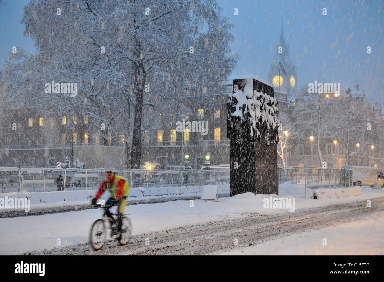Westminster in the snow Heavy snowfall arrives in London, England on ...