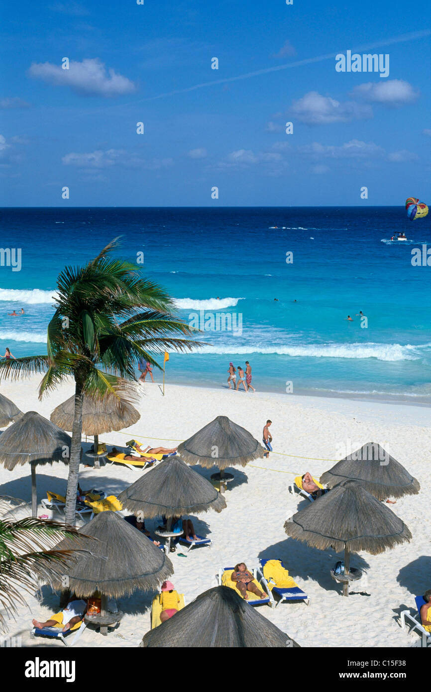 Cancun beach mexico palm tree hi-res stock photography and images - Alamy