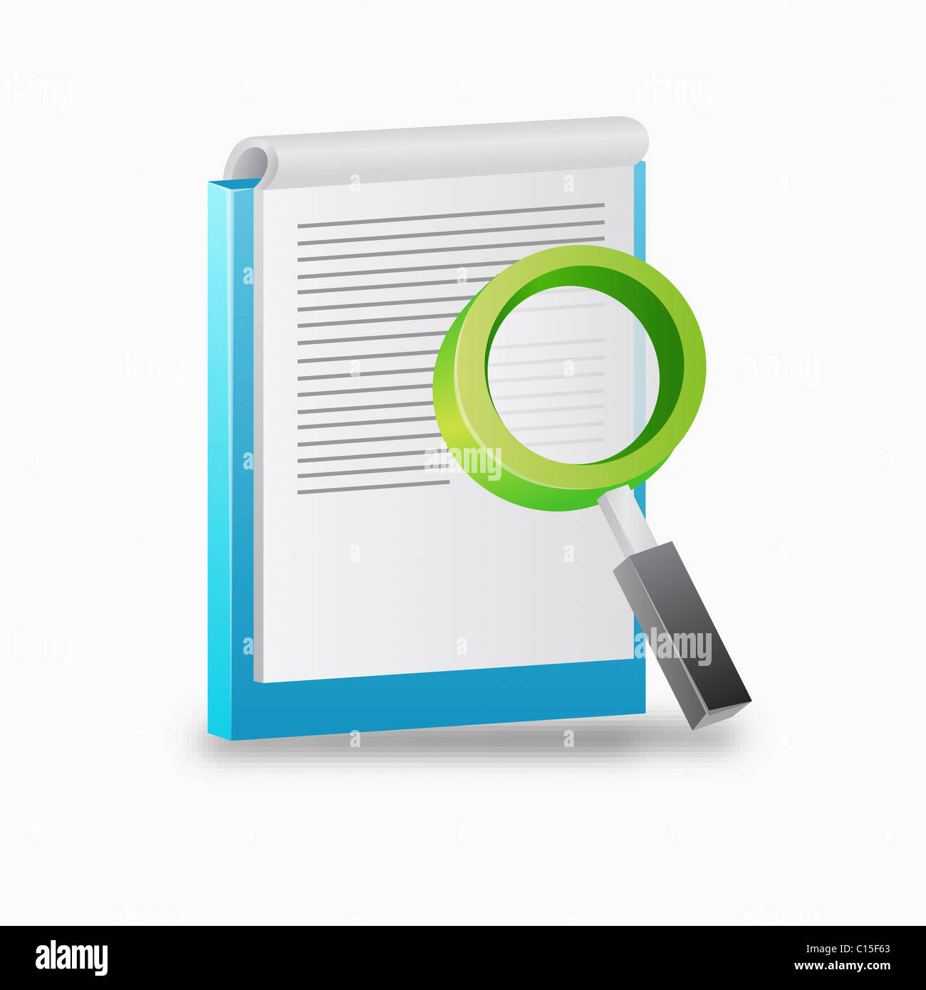 A piece of paper and a magnifying glass Stock Photo - Alamy