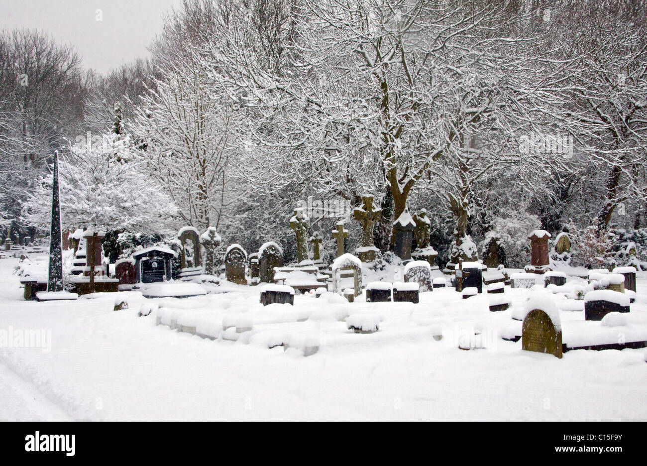 Snow fall in Highgate London, England - 02.02.09 Stock Photo - Alamy