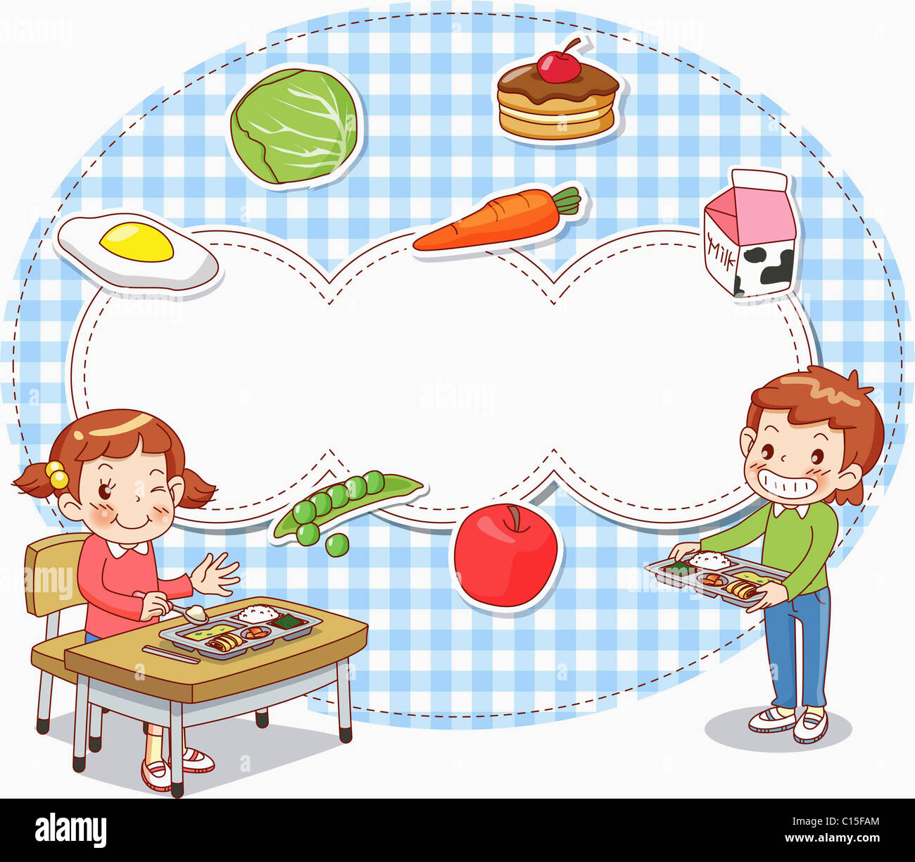 children got school lunch Stock Photo - Alamy