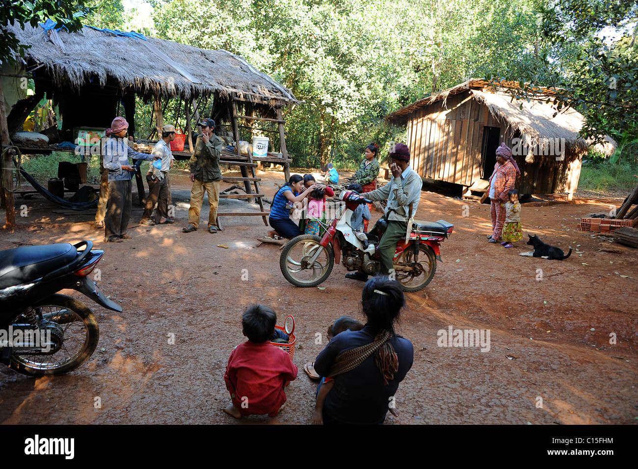 Bunong villagers, part of a semi-nomadic hilltribe people, waiting for ...