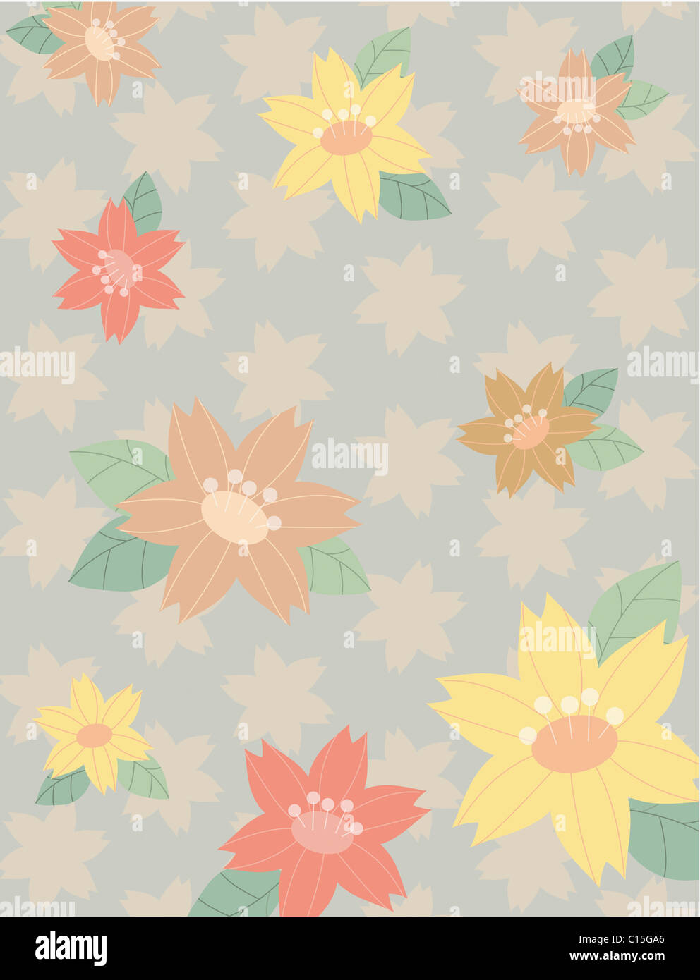 illustrated flower blossoms backdrop Stock Photo - Alamy