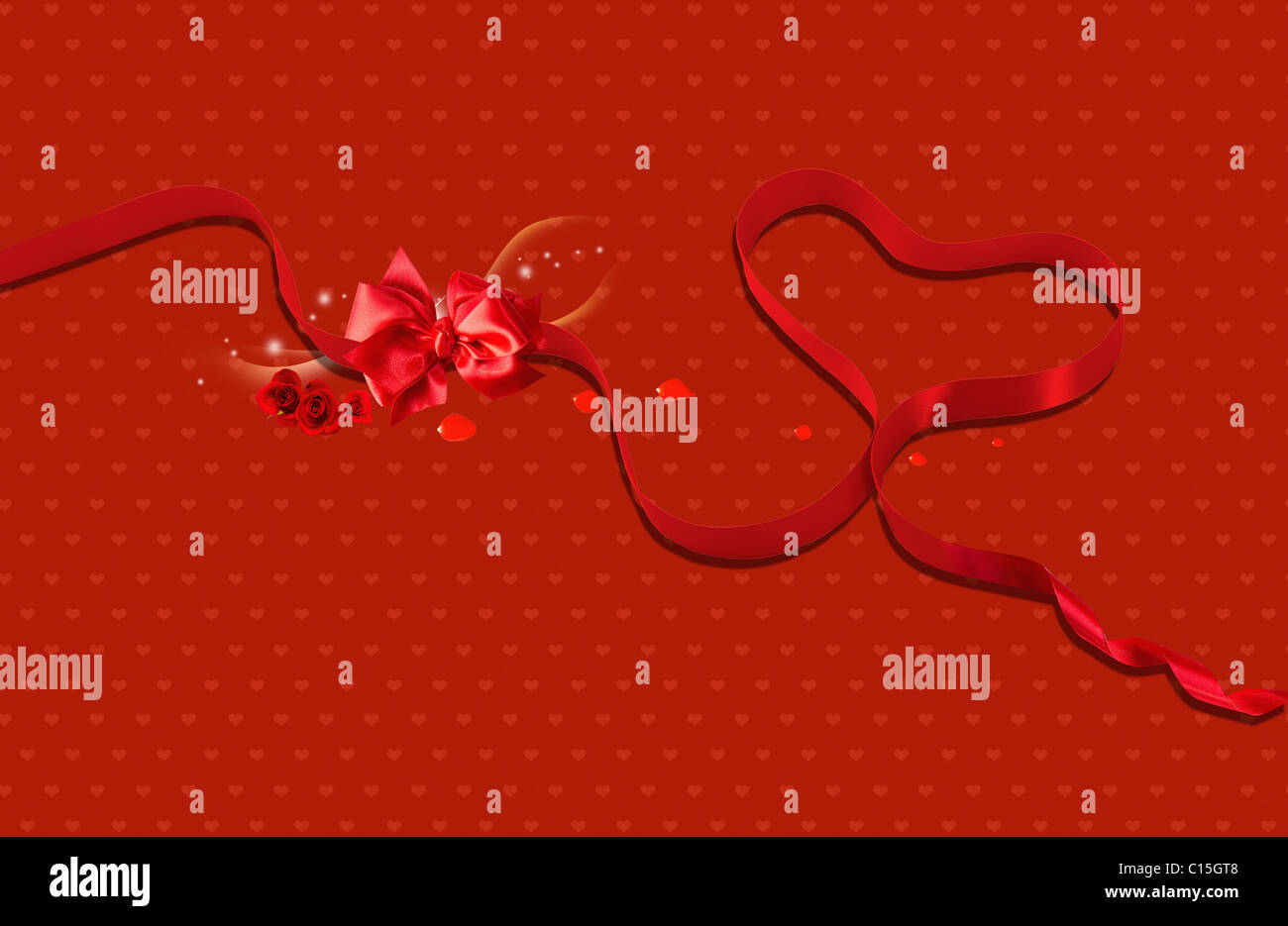 heart shaped ribbon and rose Stock Photo - Alamy