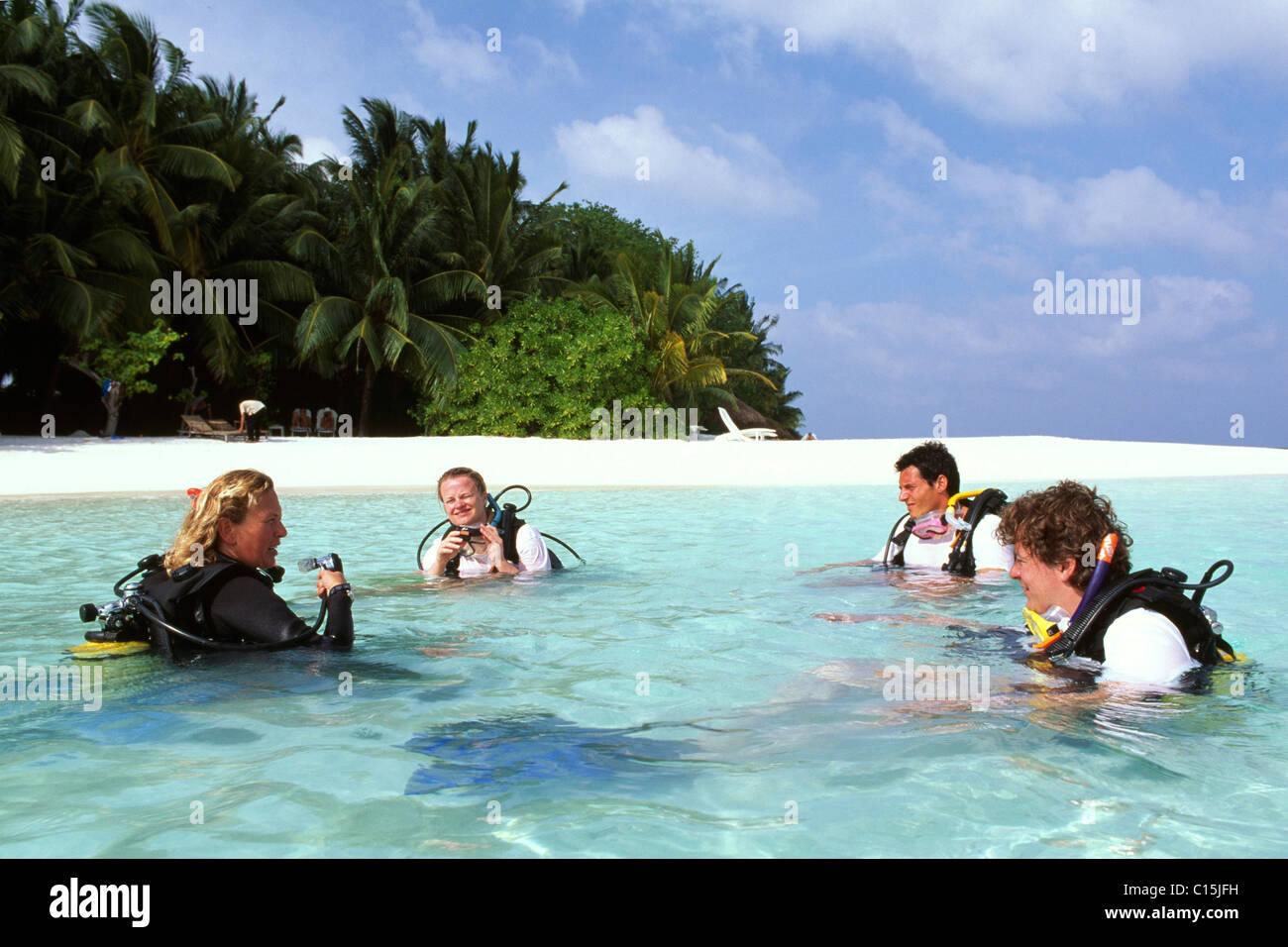 Scuba diving lessons, Baros Island, North Atoll, Maldives, Indian Ocean ...