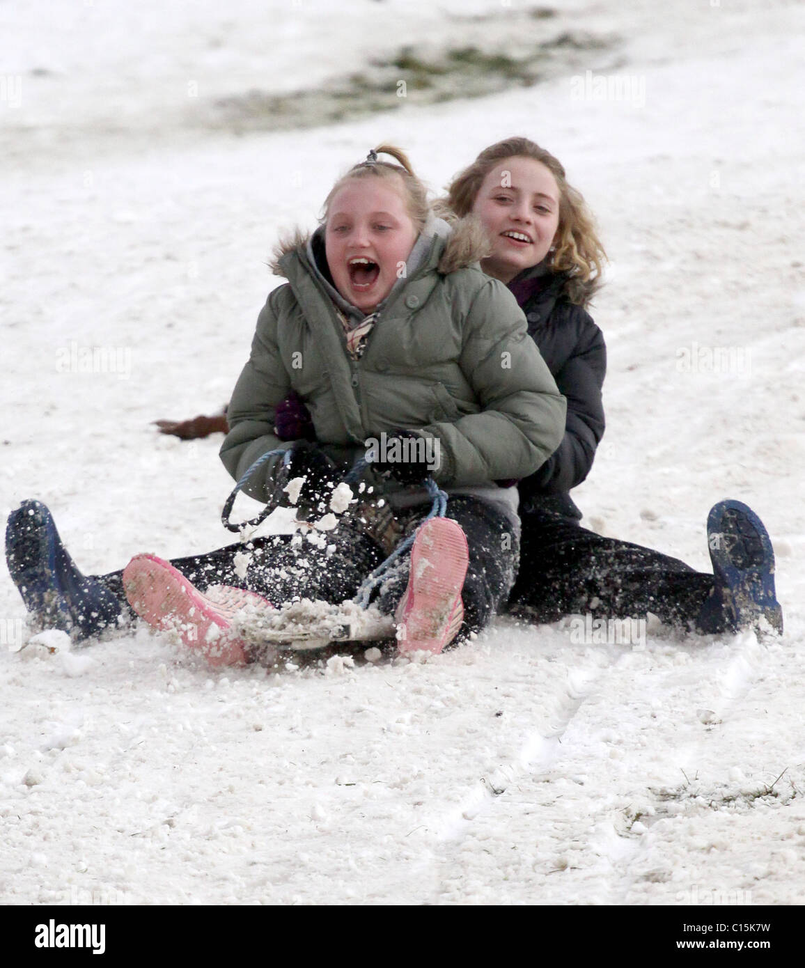 Revellers takes advantage of the snow yet to melt Greenwich Park the ...