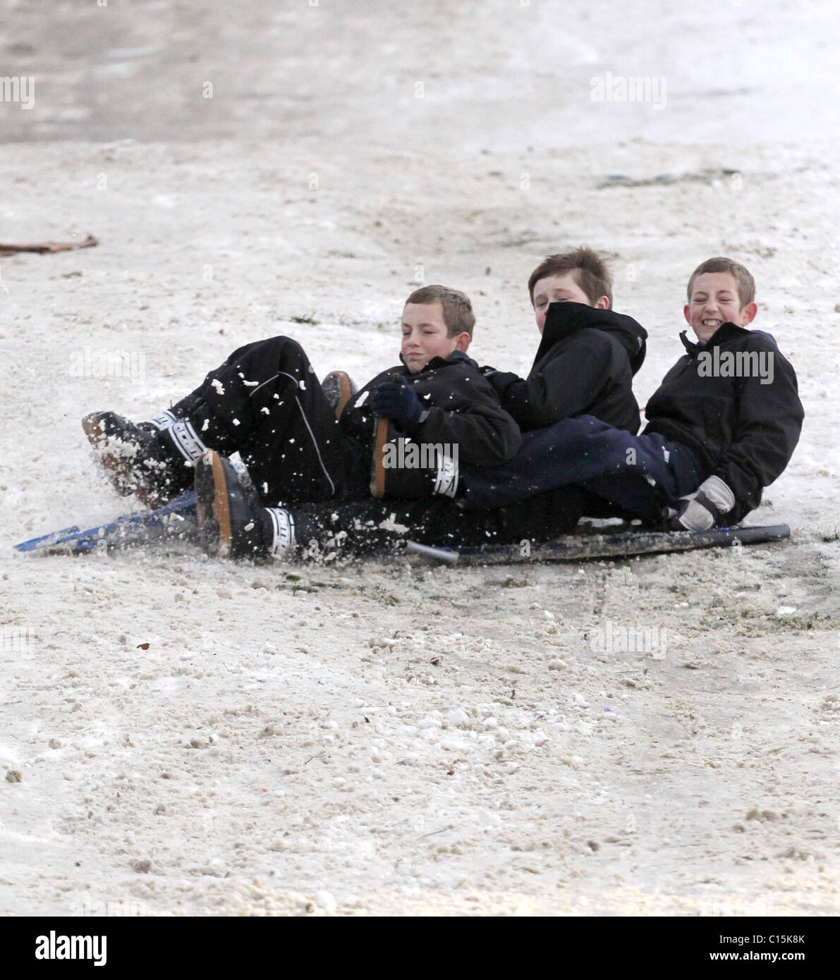 Revellers takes advantage of the snow yet to melt Greenwich Park the ...