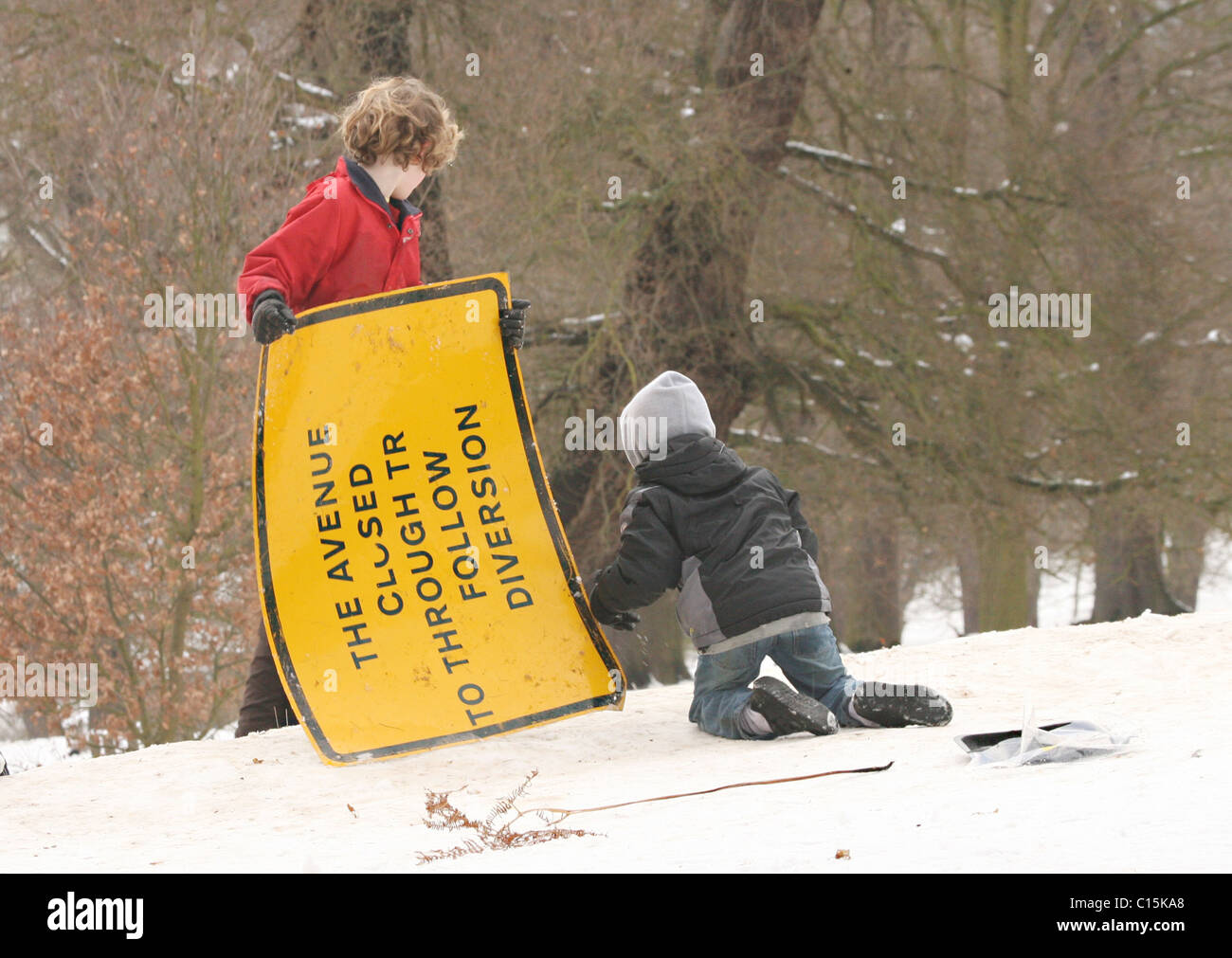 Revellers takes advantage of the snow yet to melt Richmond Park the day ...