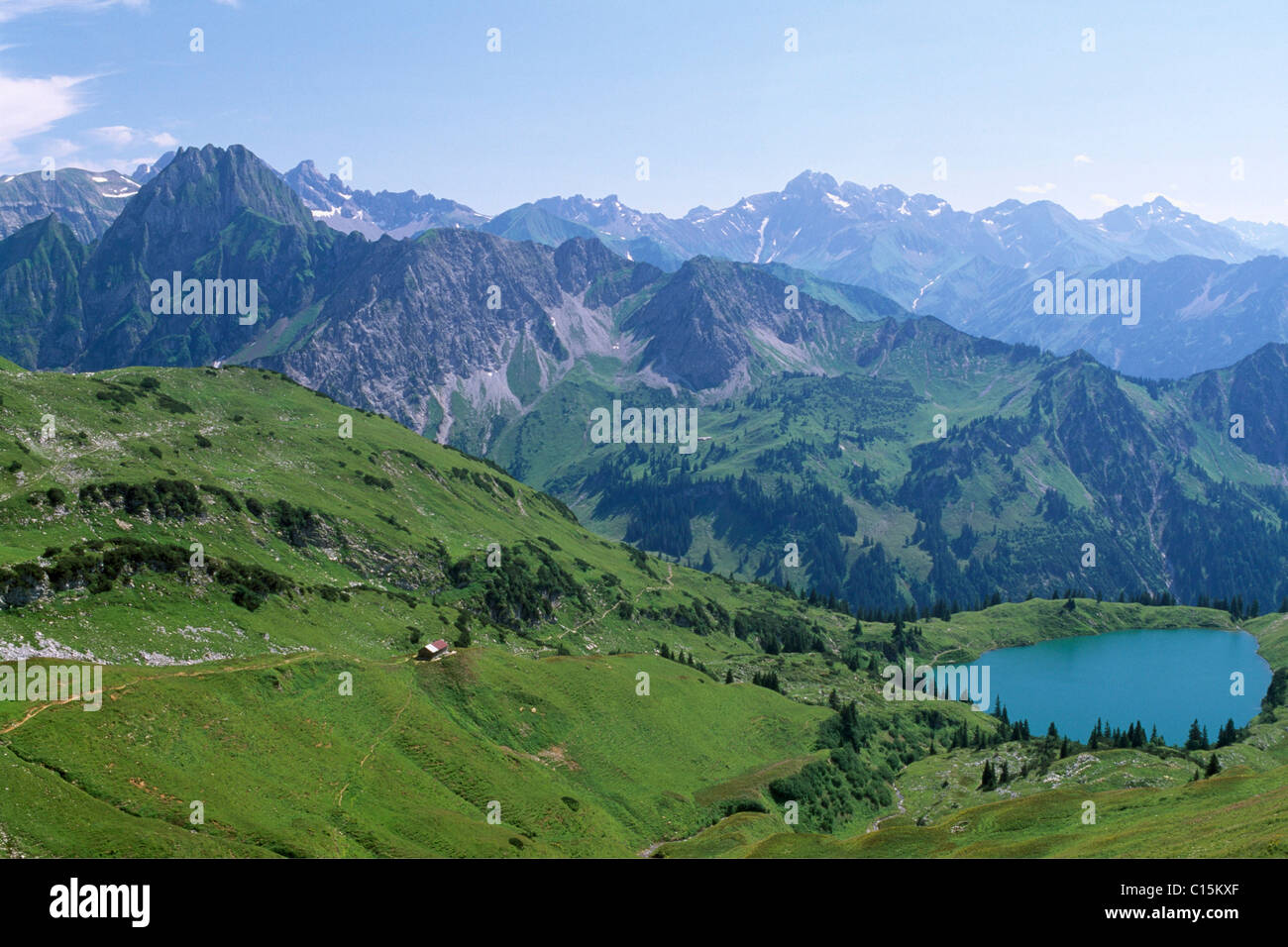 Lake Alpsee, Mount Nebelhorn, Oberstdorf, Allgaeu, Bavaria, Germany ...