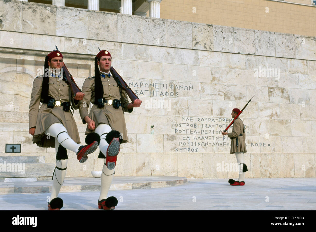 King's Evzone Guard, nowadays Presidential Guard, Parliament, Athens ...