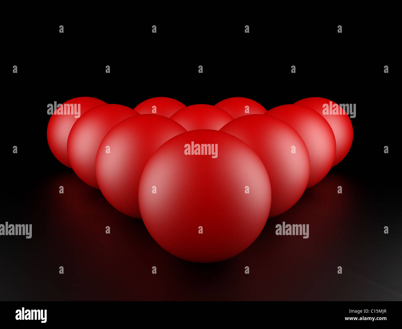 High resolution image. 3d render. Red balls on a black background Stock ...