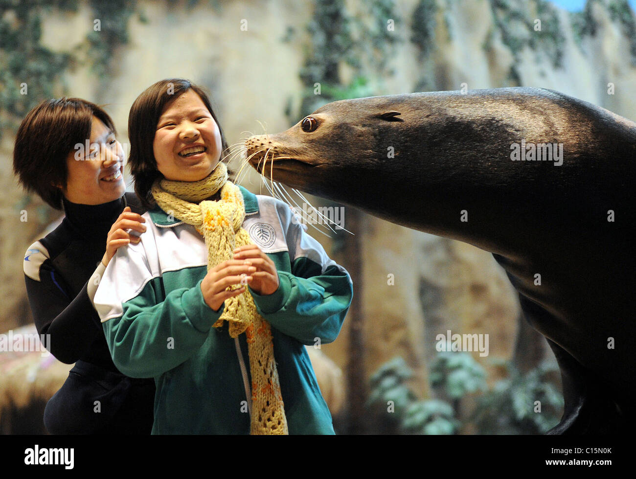 SEAL-ED WITH A KISS! A student giggles with delight as she is ...