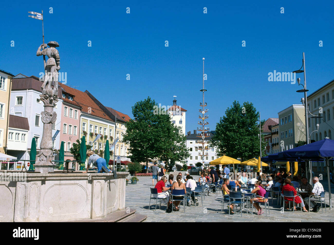 Market Square, Traunstein, Chiemgau, Bavaria, Germany, Europe Stock ...