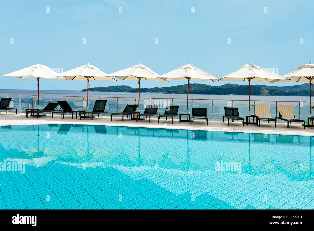 Pool by the ocean, Hotel Radisson Blu, Dubrovnik, Croatia Stock Photo ...