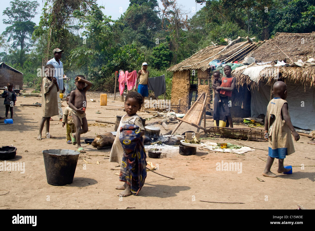 Refugee camp along Ubangi River ,Betou Republic of the Congo Stock ...