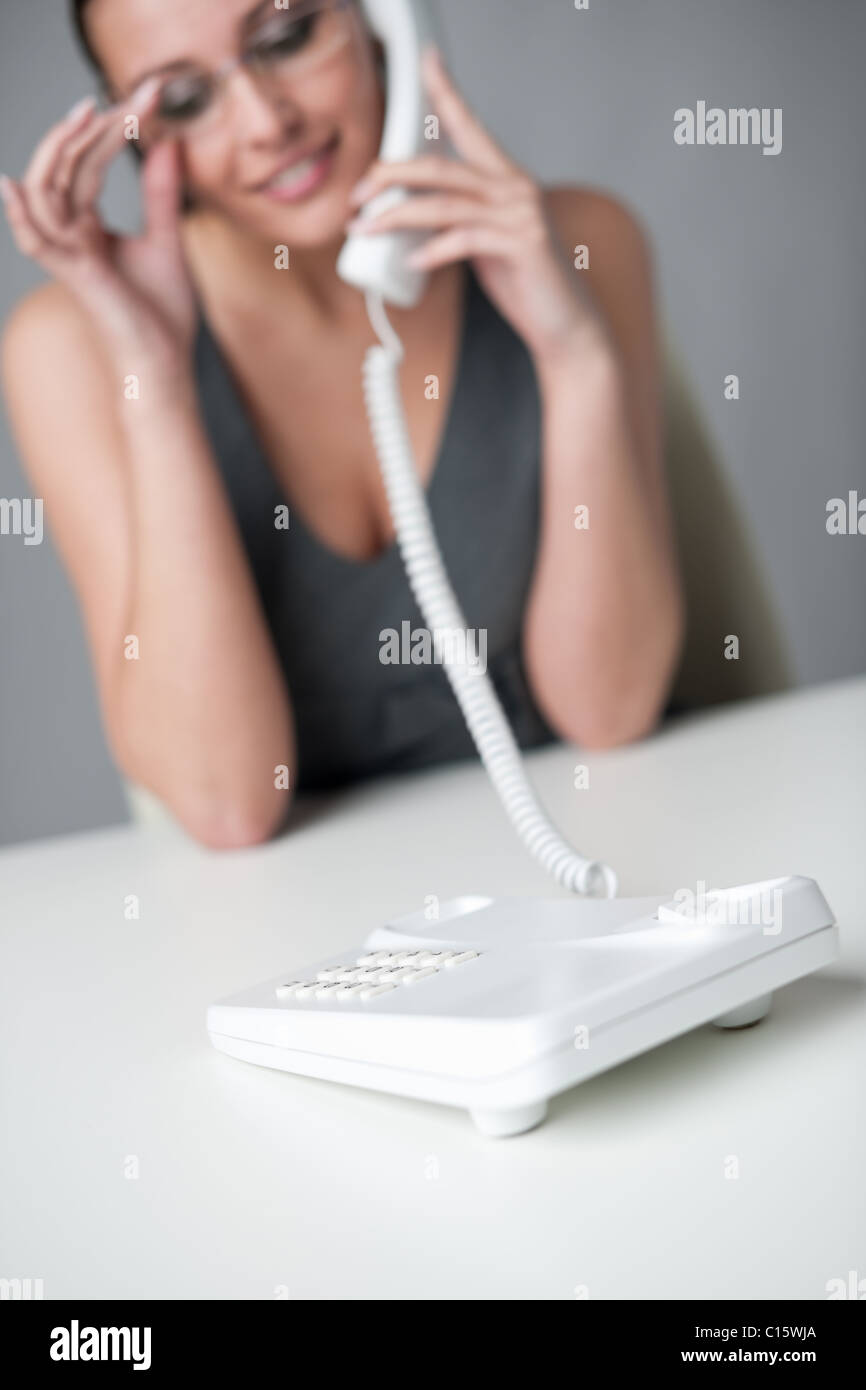 Successful business woman calling, focus on phone and hand Stock Photo ...