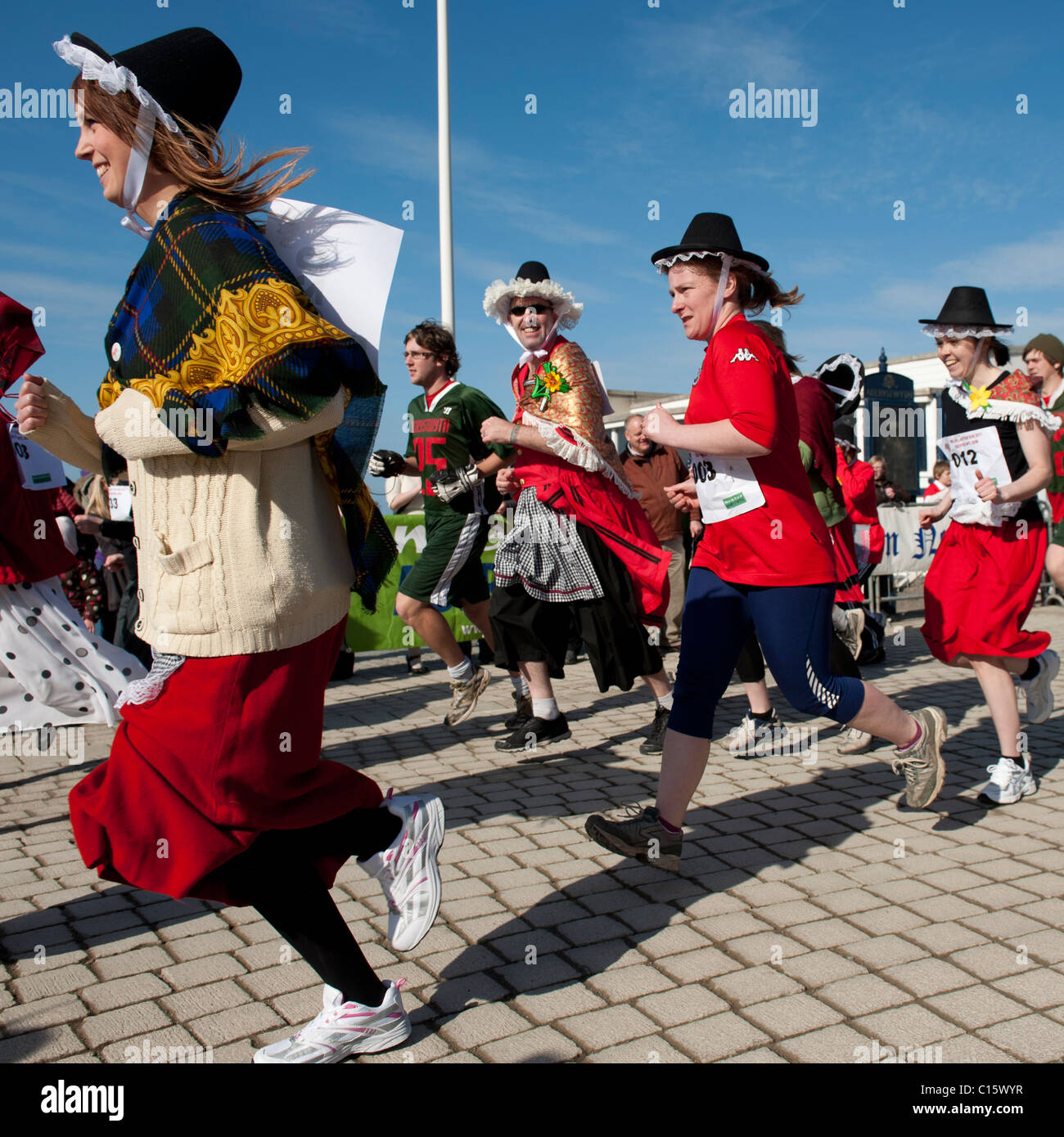 People competing wearing welsh national costume dress in St Davids Day ...
