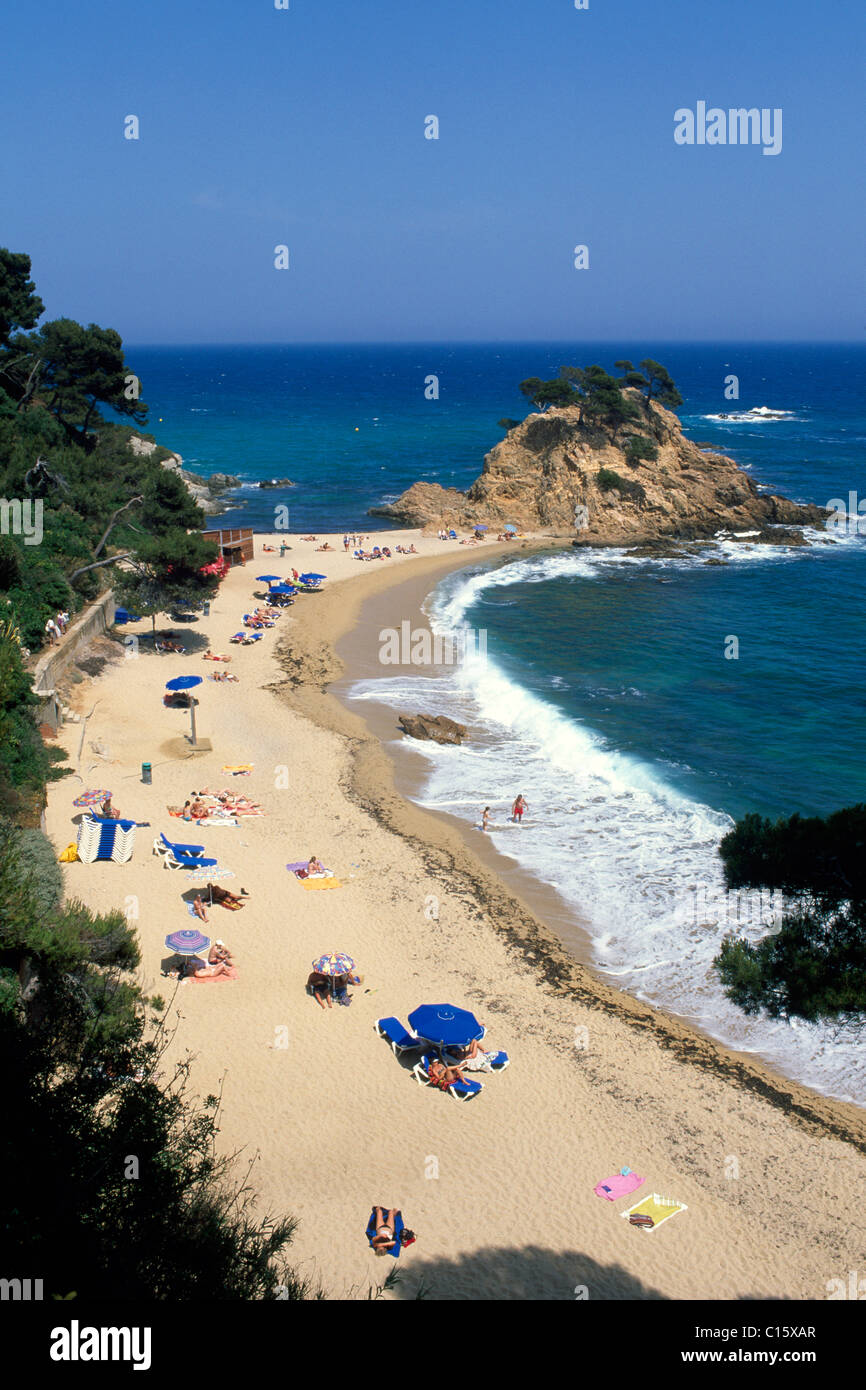 Looking down onto Cap Roig, Costa Brava, Catalonia, Spain, Europe Stock ...