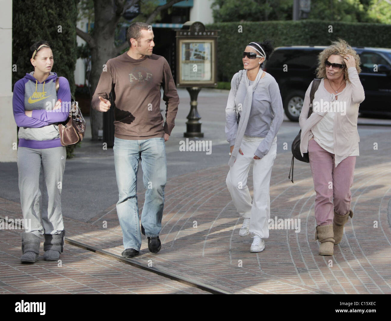 Katie Price aka Jordan walking with her mum Amy,sister Sophie and ...