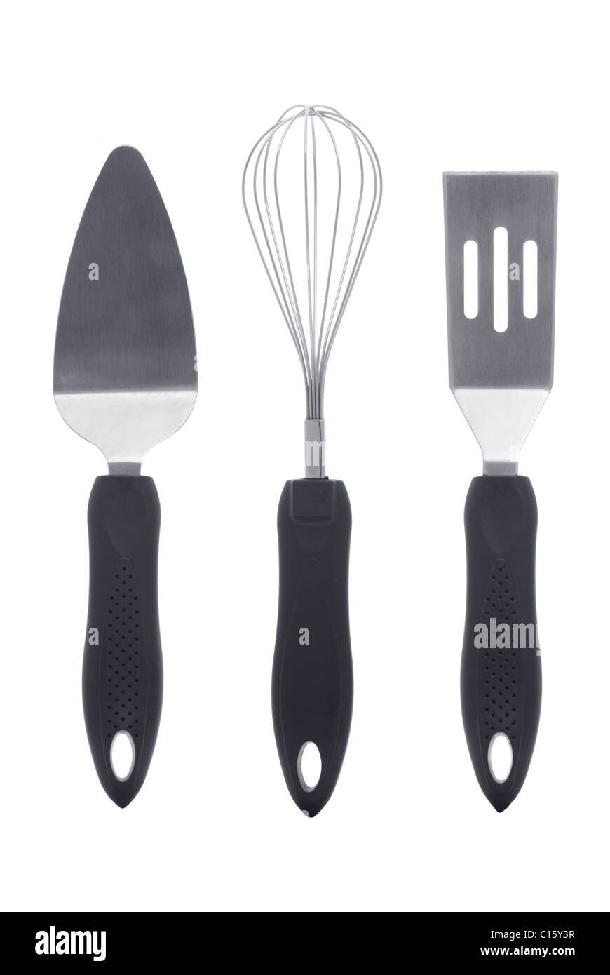 Set of three kitchen utensils isolated on white background Stock Photo ...