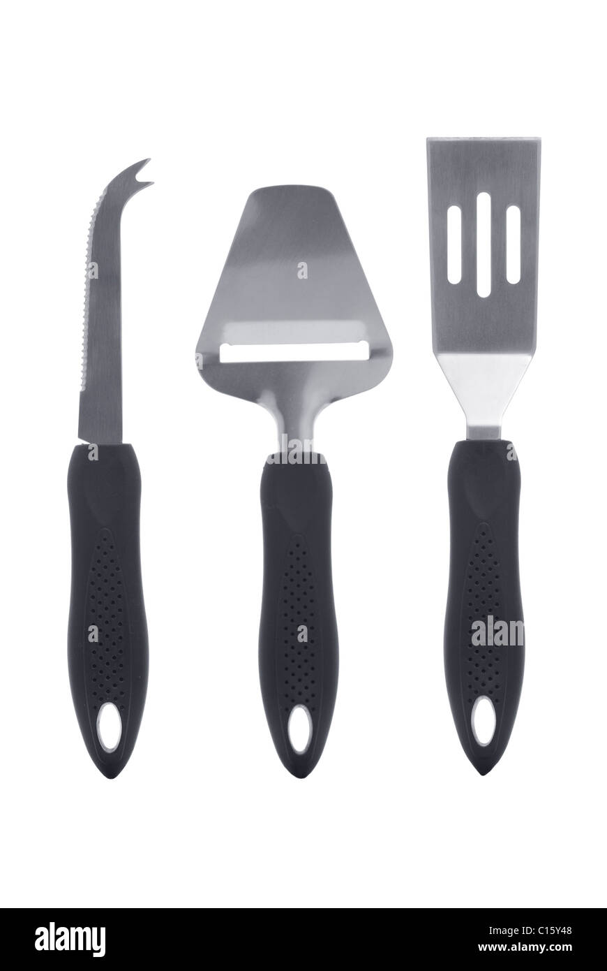 Set of three kitchen utensils isolated on white background Stock Photo ...