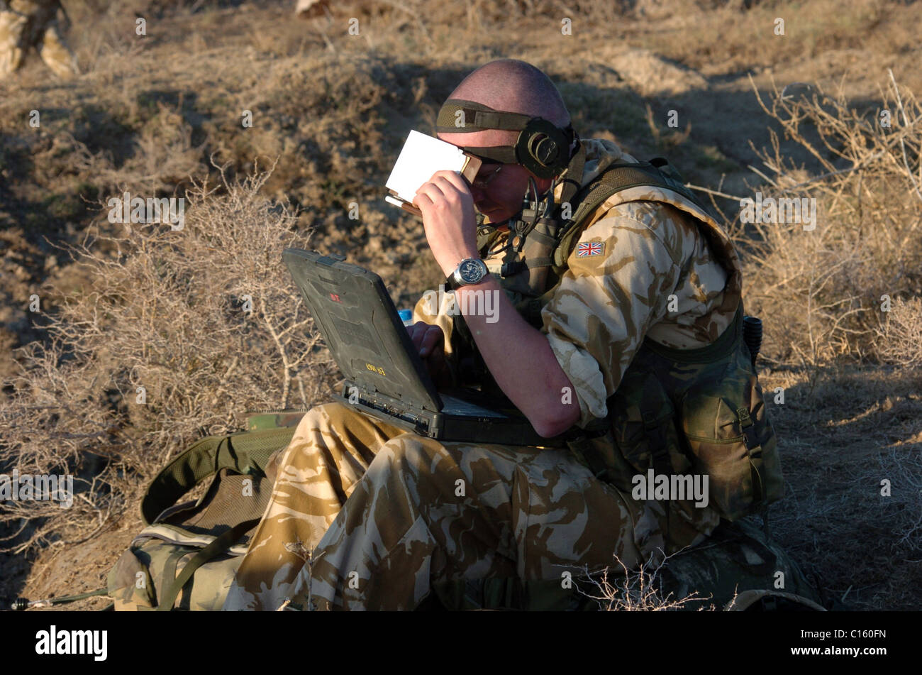 arrm soldier using a computer Stock Photo - Alamy