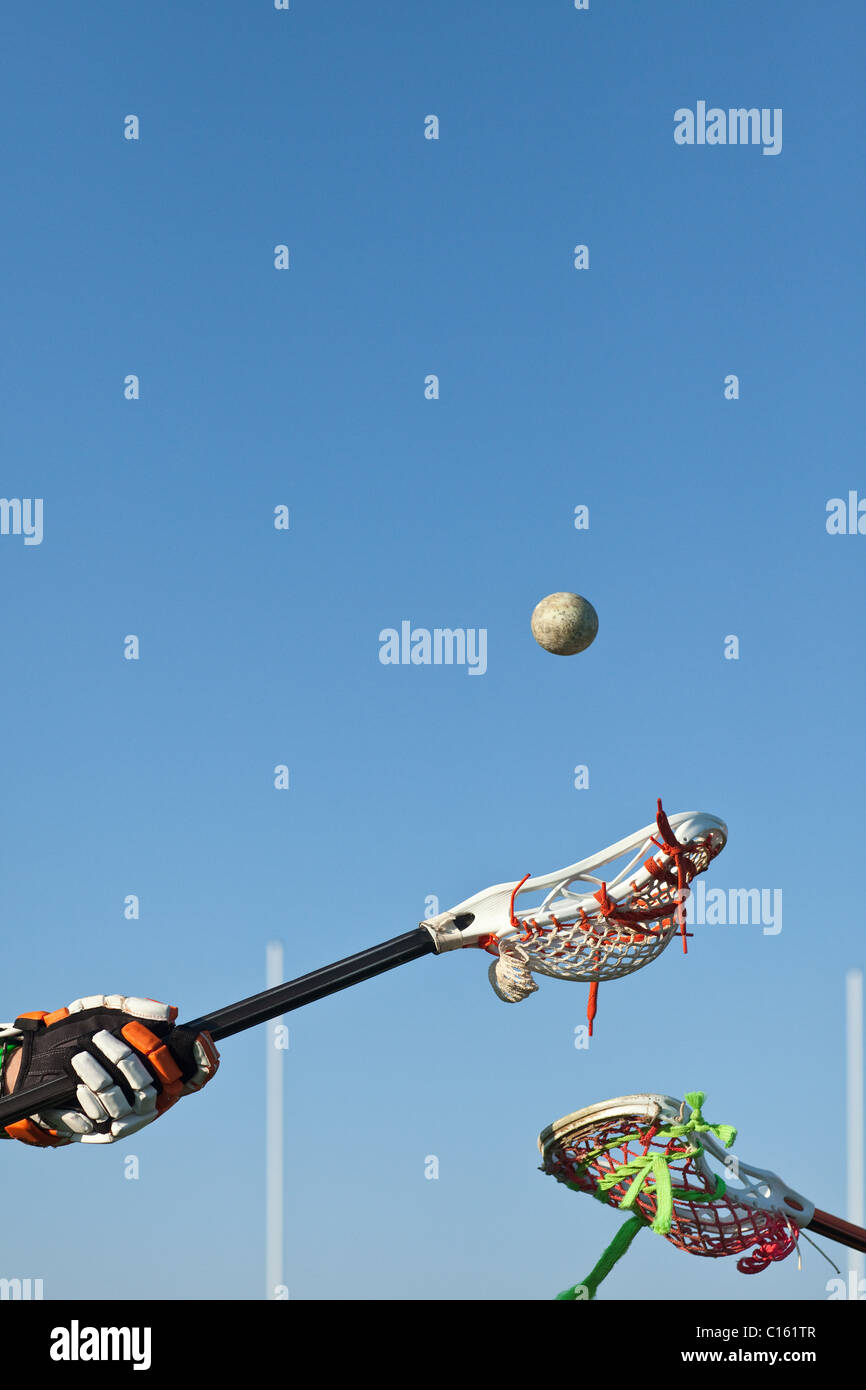 Lacrosse players competing for the ball Stock Photo - Alamy