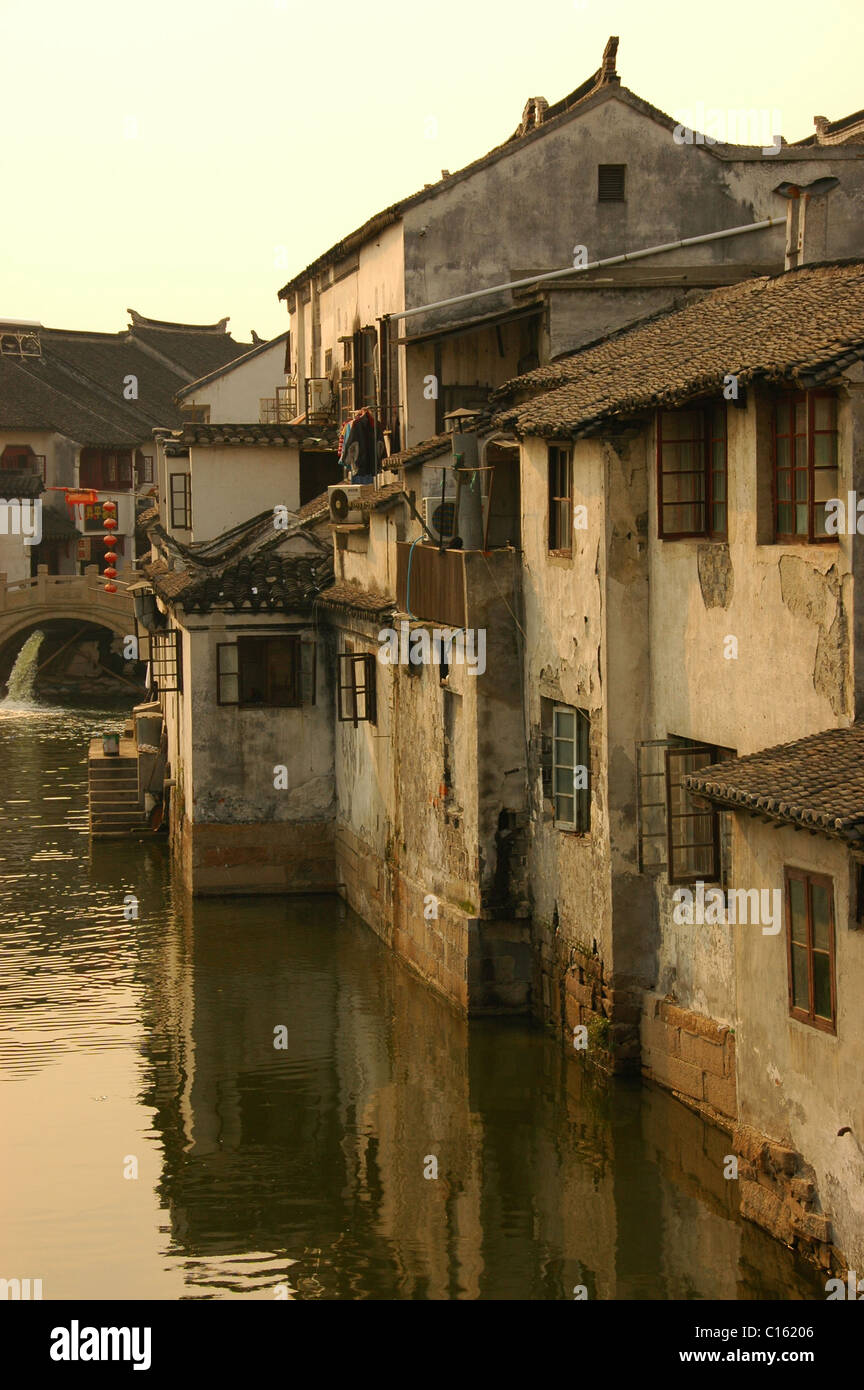 Chinese water town at sunset Stock Photo - Alamy