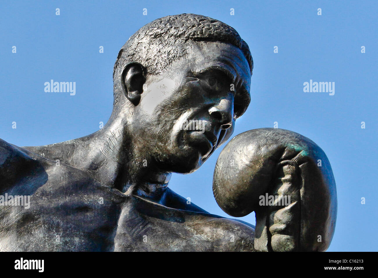 World Boxing Champion Randolph Turpin statue in Warwick,UK. Turpin won ...