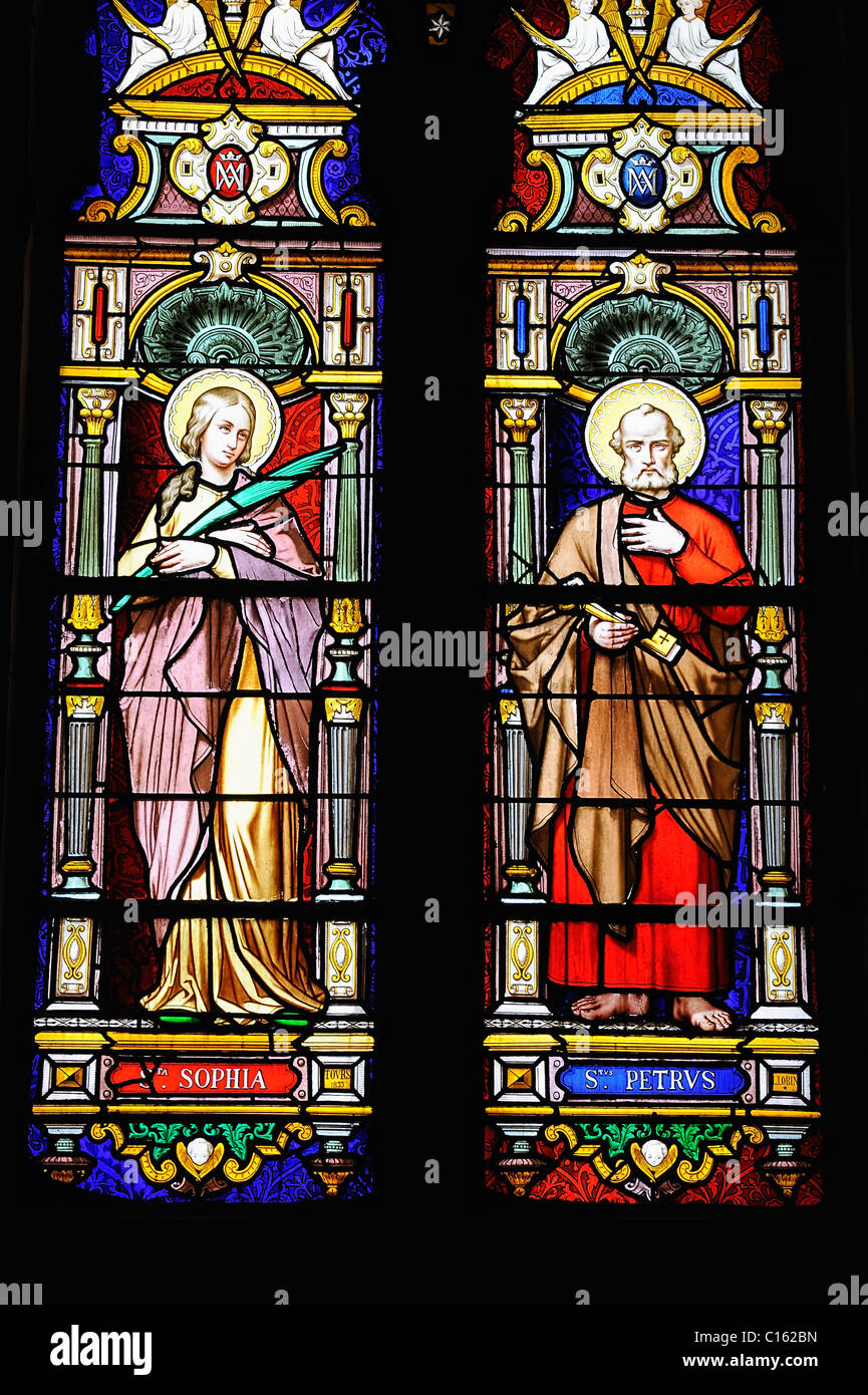 Stained glass window inside the Lighthouse of Cordouan, Gironde estuary ...