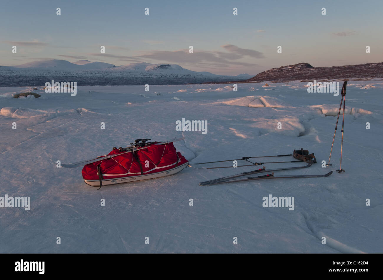 Ski and pulka, Sweden Stock Photo - Alamy