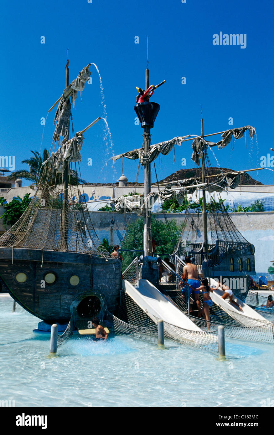 Water slide in Faliraki Waterpark, Rhodes Town, Dodecanese Islands ...