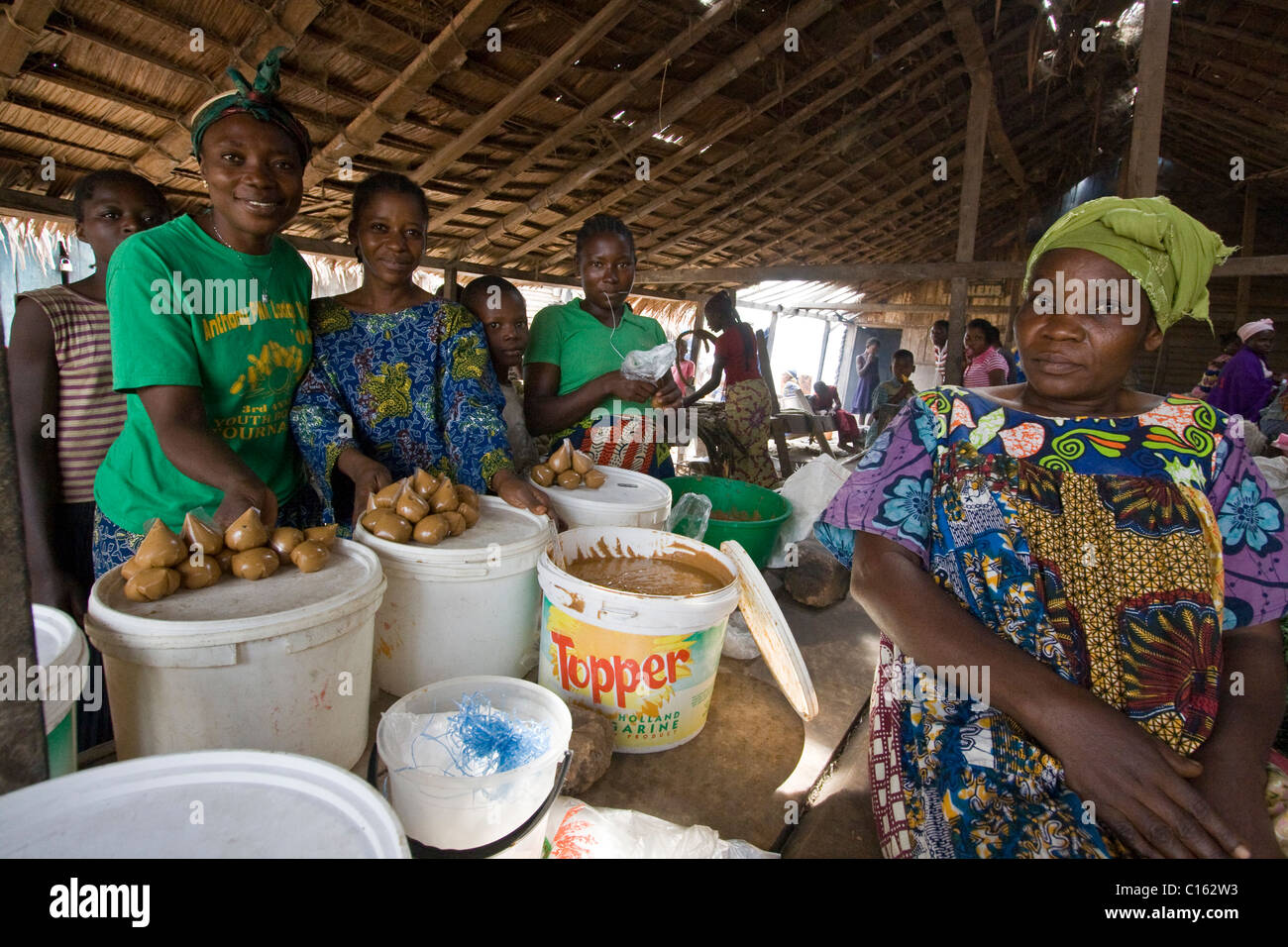 peanut oil on a stall ,Betou ,Republic of the Congo Stock Photo - Alamy