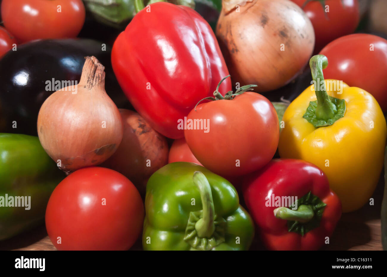 Group of fresh and colorful vegetable - Ratatouille Stock Photo - Alamy