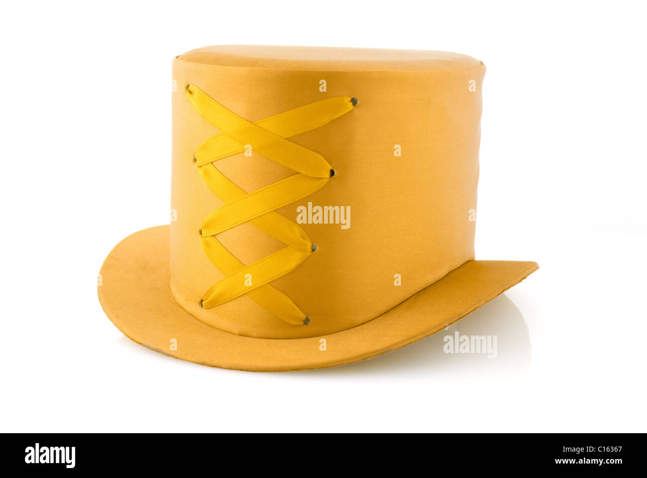 Yellow hat with ribbon isolated on white background Stock Photo - Alamy