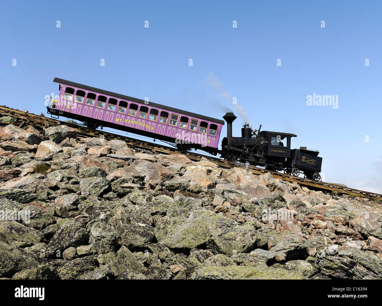 Mt. Washington Steam Train cog railway takes tourists up to observatory ...
