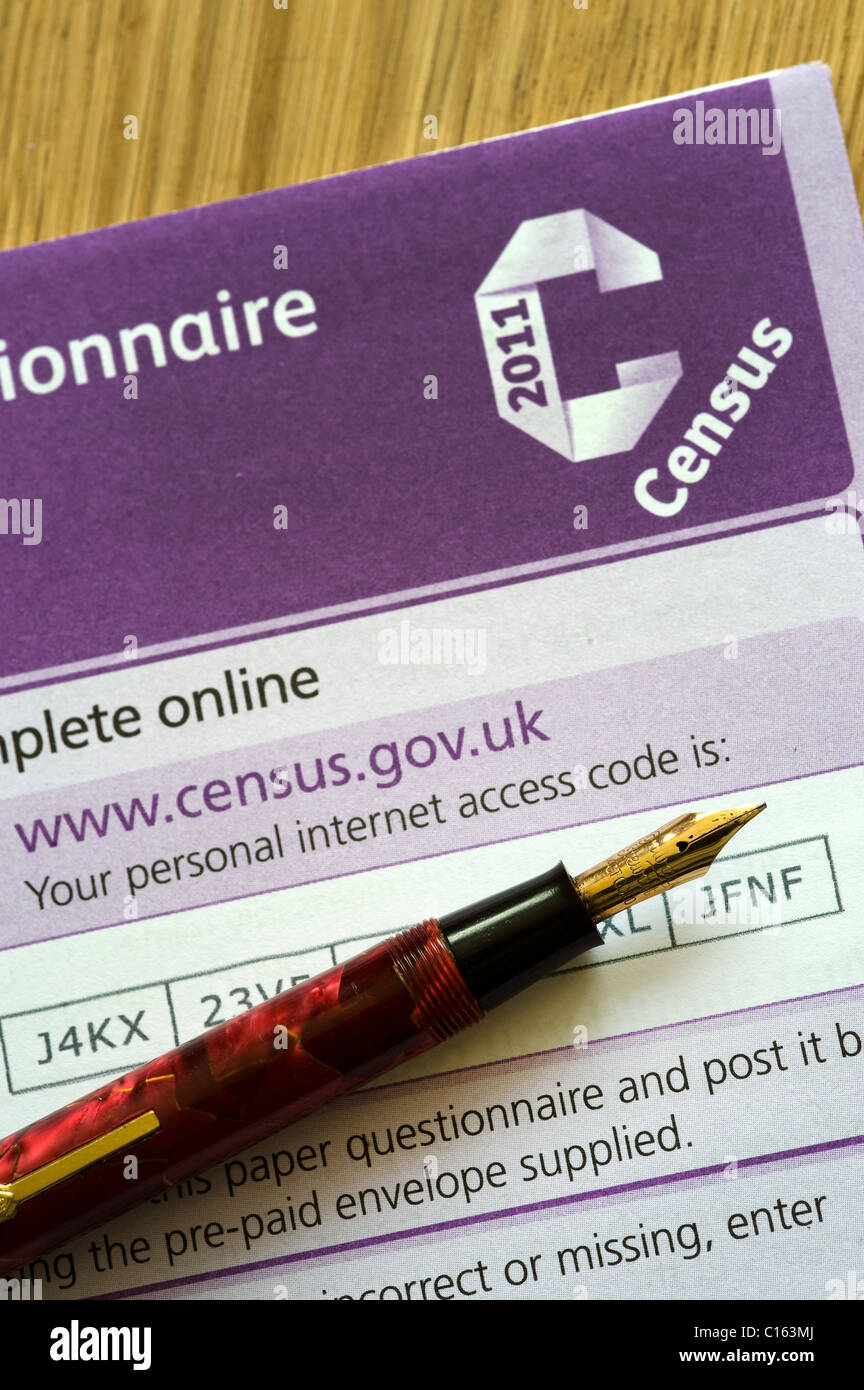 photograph of the 2011 census form with fountain pen Stock Photo - Alamy