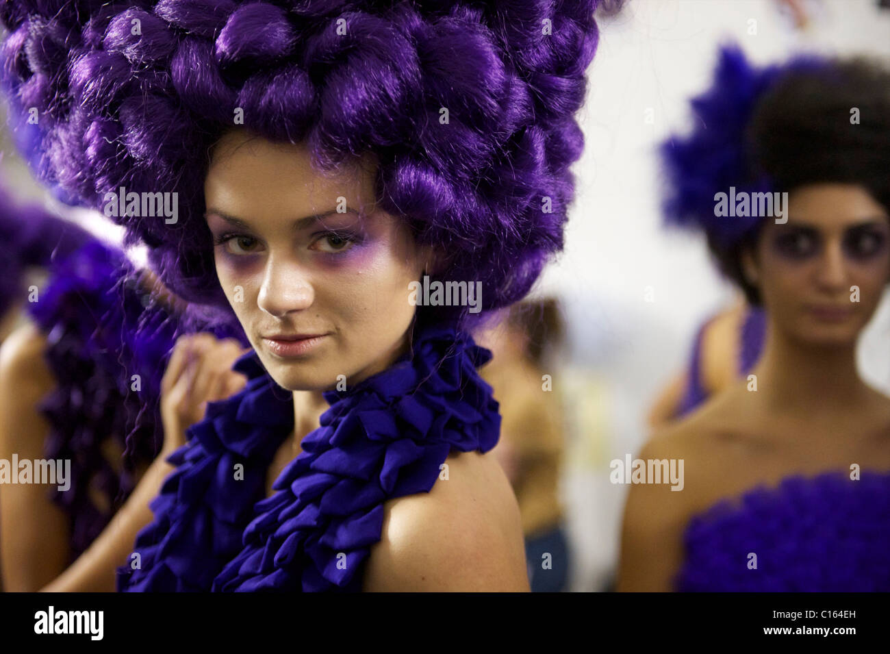 Models assemble backstage readying to exhibit the Pierre Garroudi ...