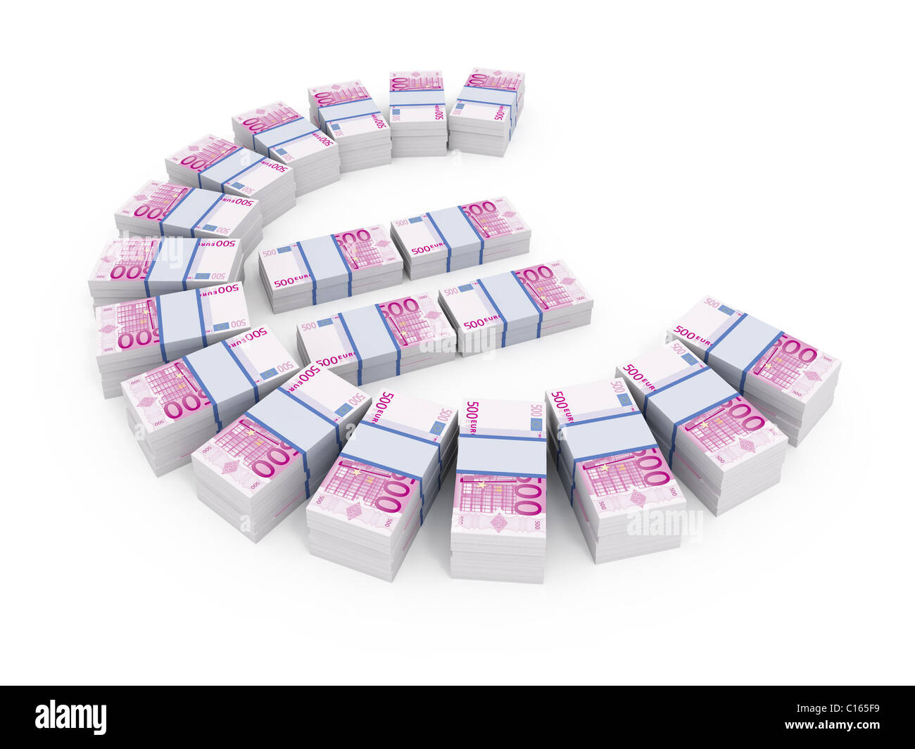 Stacks of Euro currency notes isolated on white Stock Photo - Alamy